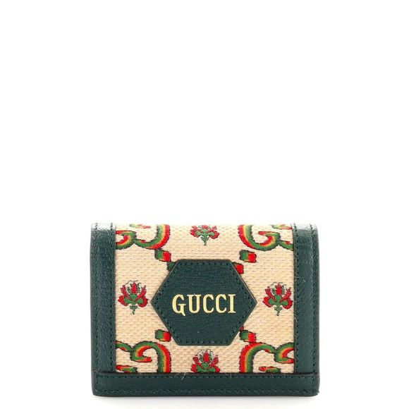 Gucci | Bags | Gucci 0 Flap Card Case Limited Edition Canvas Green ...